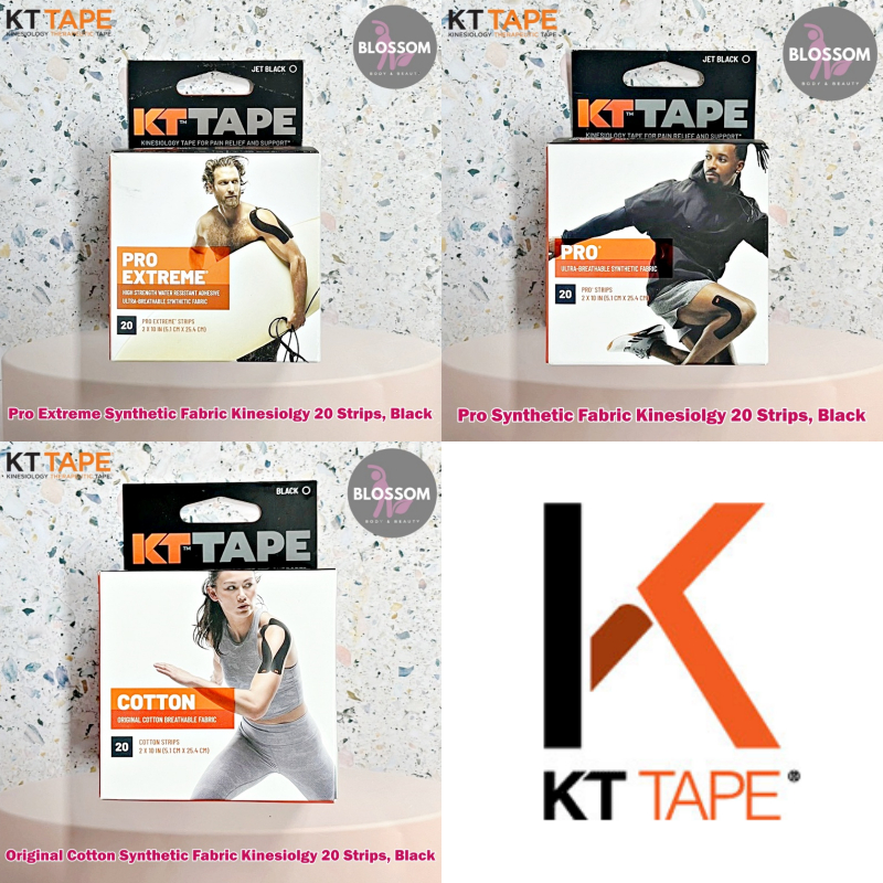 KT Tape - Synthetic Fabric Kinesiology 20 Strips, Black เทปกีฬา กายภาพ ...