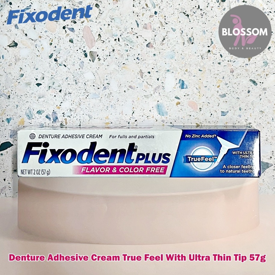 Fixodent - Plus Denture Adhesive Cream True Feel With Ultra Thin Tip, No Zinc Added 57g ฟิกโซเด ...