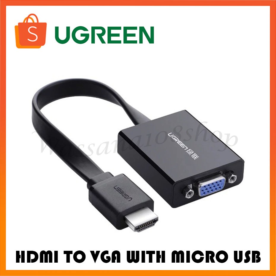 UGREEN CONVERTER (คอนเวอร์เตอร์) HDMI TO VGA WITH MICRO USB (40248 ...