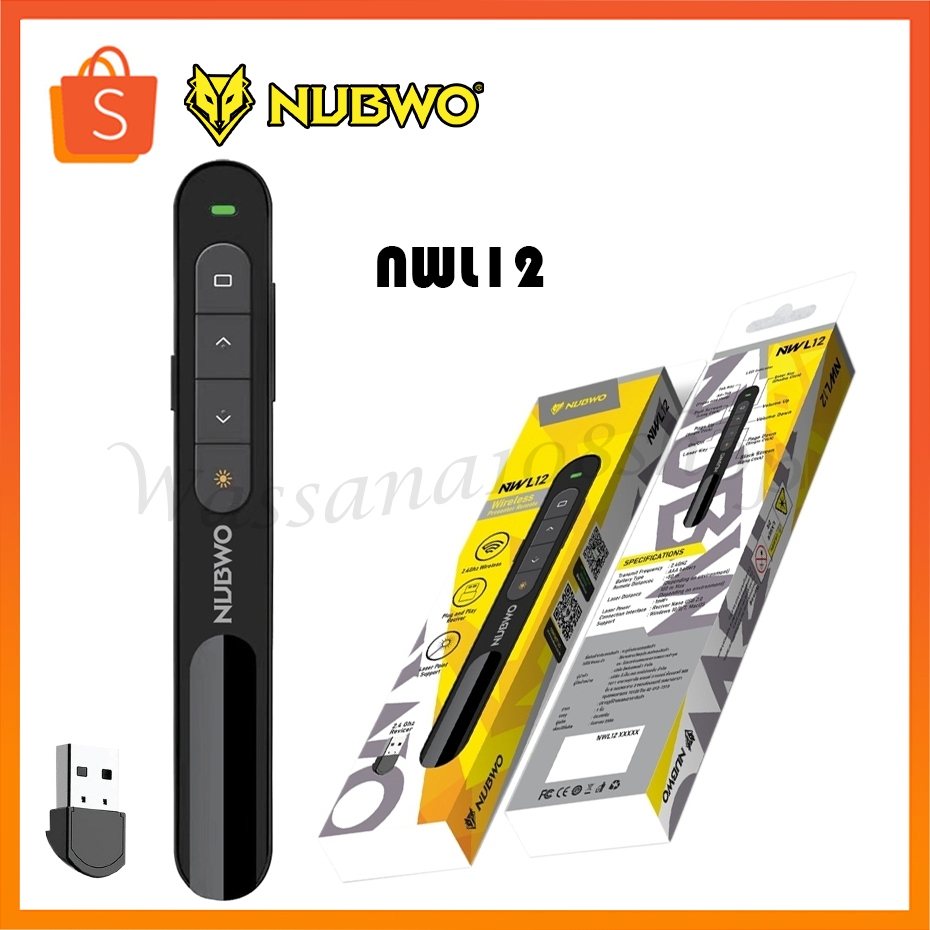 Nubwo NWL12 Wireless Laser Presenter Remote 2.4Ghz พอยเตอร์ รีโมทพรี ...