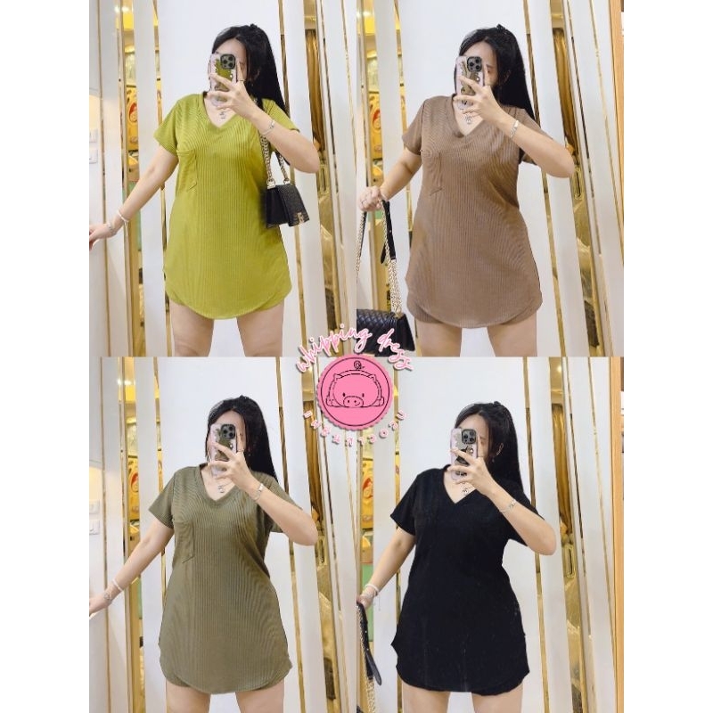 (EK)เซ็ตเสื้อคอวีแขนสั้นคู่กางเกงขาสั้นผ้าท็อปทวินเสื้อผ้าสาวอวบอ้วนplussize | Shopee Thailand