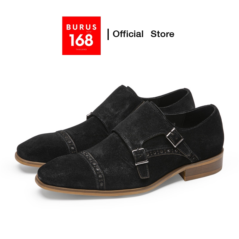 รองเท้าหนังกลับแท้ ผู้ชาย (เย็บพื้น) - รุ่น Nubuck Leather Double Monk ...
