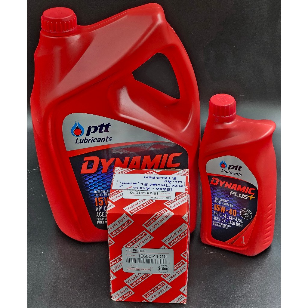 SET PTT DYNAMIC PLUS 15w-40 ขนาด 7 ลิตร(6+1 ลิตร)+กรองเครื่อง TOYOTA ...