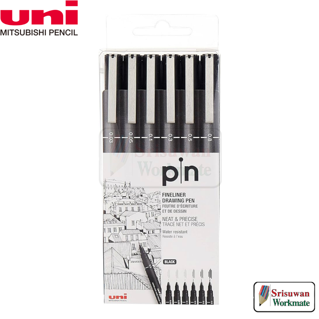 Uni Pin Fineliner Drawing Pen Set ชุดปากกาตัดเส้น 6 ด้าม ปากกาตะดเส้น ...
