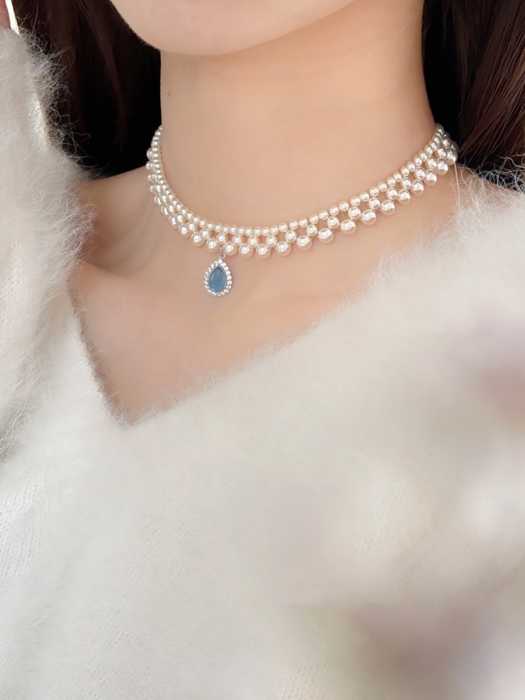 IRIS VINTAGE SOUTHERY SEA BLUE SERISE | Moon struck sea necklace GN020 สร้อยมุก ของขวัญให้แฟน ...