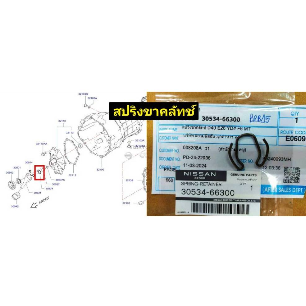 สริงขาคลัทช์+สปริงล็อคก้ามปู+บู๊ชปลายเกียร์ สำหรับ NISSAN NAVARA (D40,6 ...