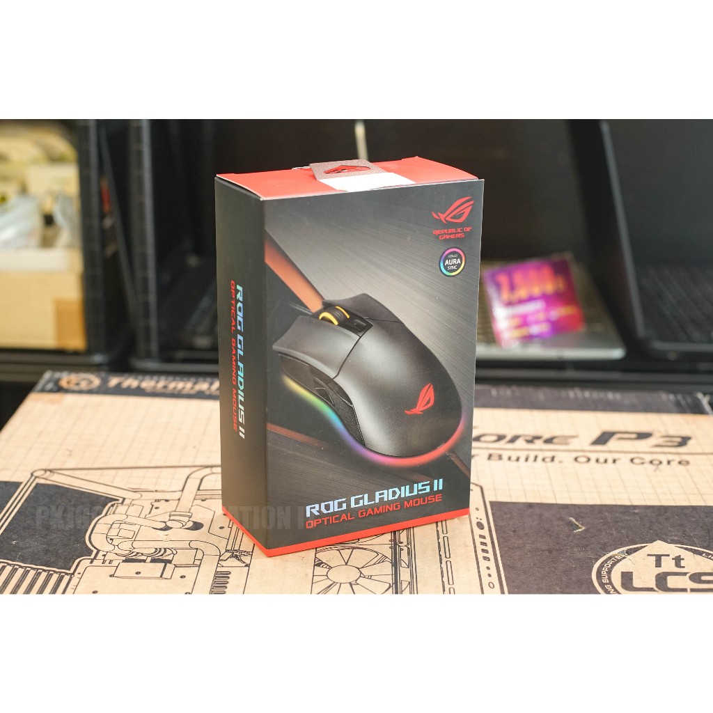 เมาส์เล่นเกมมือสอง ASUS P502 ROG Gladius II มีไฟ RGB รอบเมาส์ ปรับ DPI ...