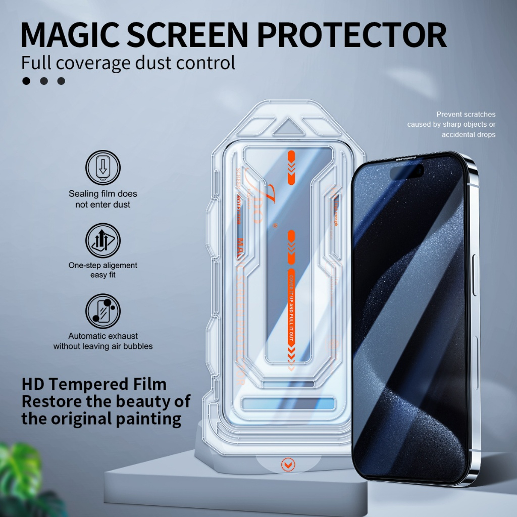 ฟิล์มกระจกเต็มจอ Box Magic สำหรับIPhone 11 12Pro 13Promax 14Plus 15 15Promax พร้อมบล็อคช่วยติด ...