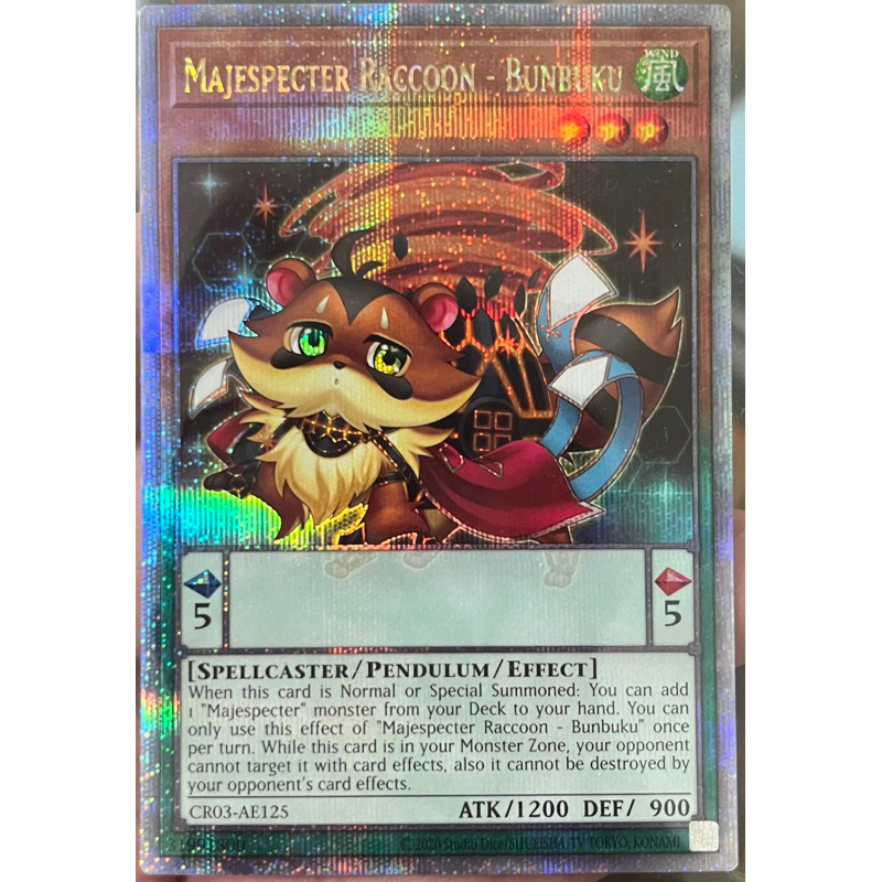 Yugioh Asia-Eng [CR03-AE125] Majespecter Raccoon - Bunbuku (Quarter Century Secret Rare) การ์ด ...