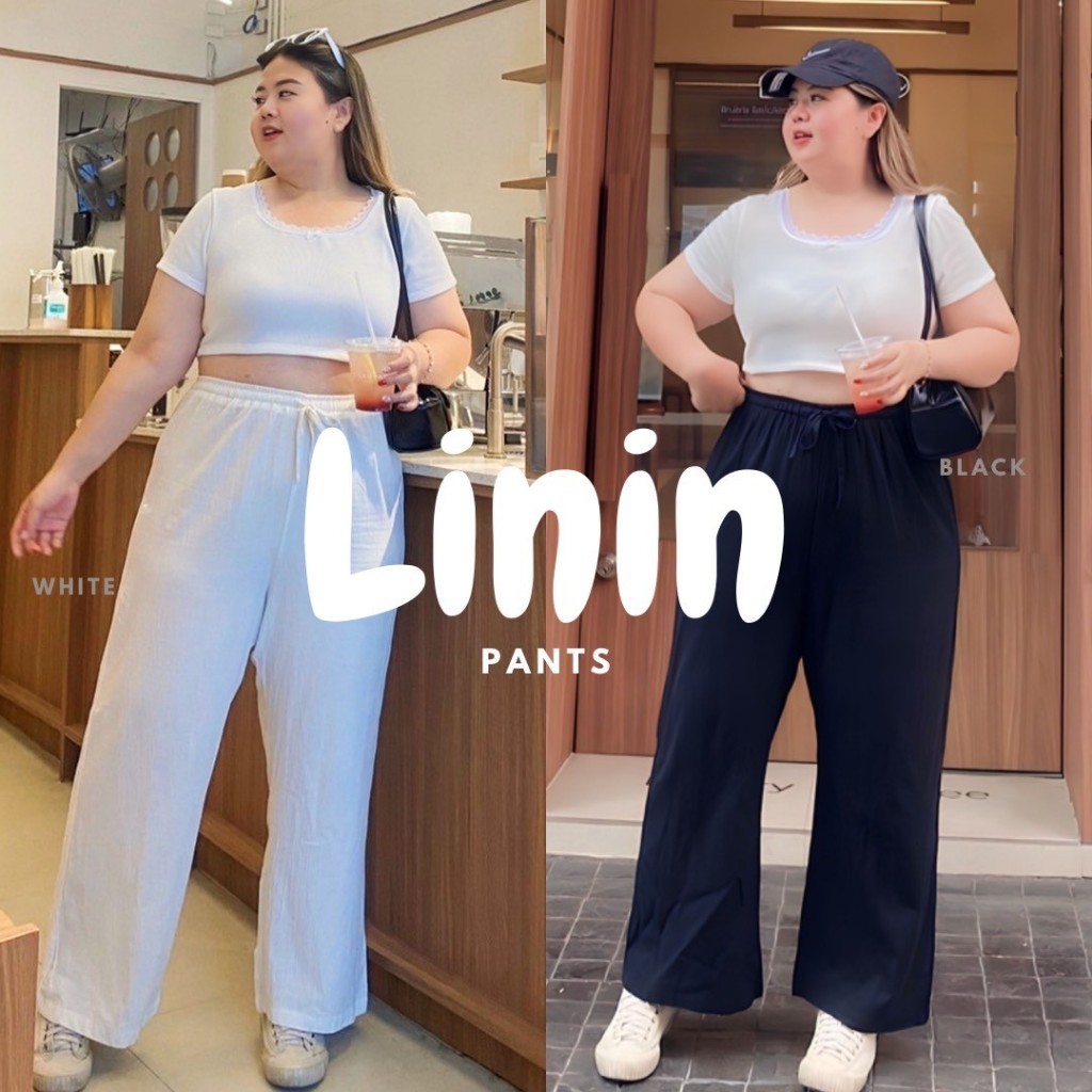 Linin pants/กางเกงผ้าลินิน นางแบบสัดส่วน42-38-50 สูง165 | Shopee Thailand