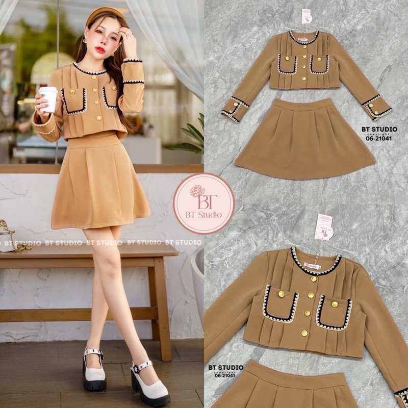 BT studio เสื้อครอป+กระโปรงสั้น #06-21041 | Shopee Thailand