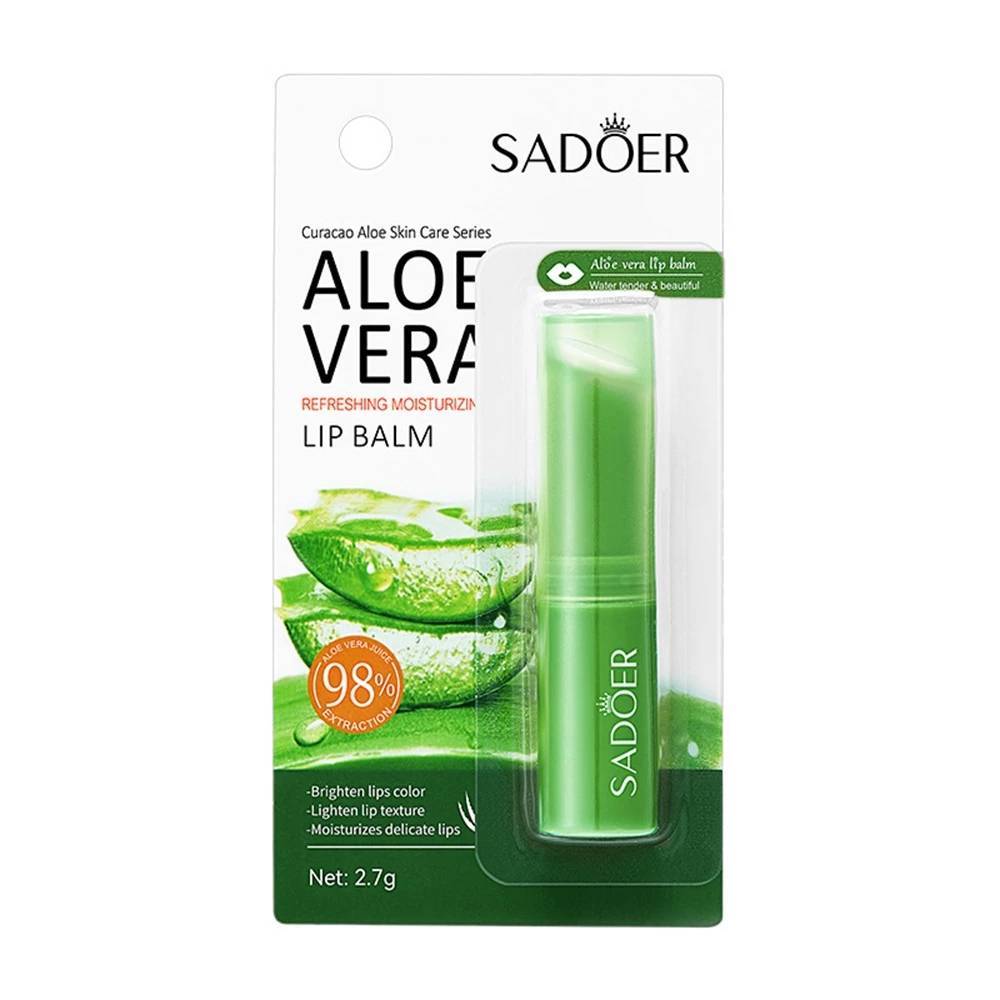 SADOER ALOE VERA Lip Balm ลิปบาล์มว่านหางจะเข้ บำรุง ชุ่มชื้น อ่อนโยน 2.7 g. ( สีเขียว ...