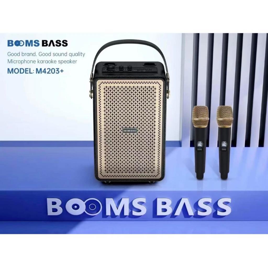 ลำโพง Bluetooth M4203+ มาพร้อมกับไมโครโฟนไร้สาย 2 ตัว (ไมโครโฟนลอย ...