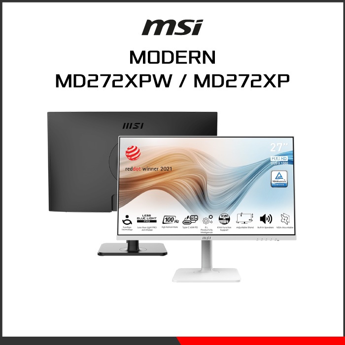 Monitor (จอมอนิเตอร์) MSI Modern MD272XPW / MD272XP 27" (IPS 100Hz USB-C) | Shopee Thailand