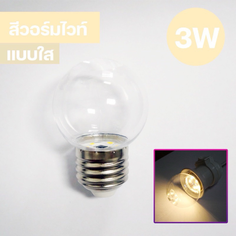 หลอดปิงปอง หลอดไฟสี LED ประดับ งานเทศกาล คริสต์มาส ปีใหม่ แต่งบ้าน ไฟอีเวนต์ หลายสี 3W ขั้ว E27 ...