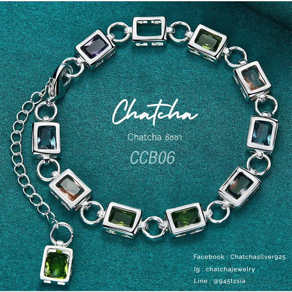 สร้อยข้อมือเงินแท้ Chatcha หินเพทาย Zircon รุ่น CCB06 925Silver Bracelet | Shopee Thailand