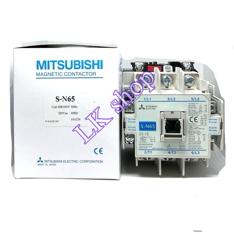 S-N65 MITSUBISHI MAGNETIC CONTACTOR 220-240V 100A แมกเนติก คอนแทกเตอร์ ...