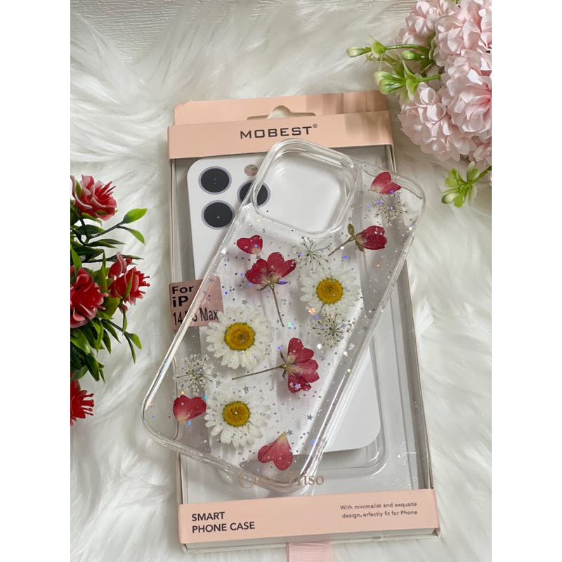 Case Mobest เรซิ่นกากเพชรดอกไม้จริง สำหรับ i phone | Shopee Thailand