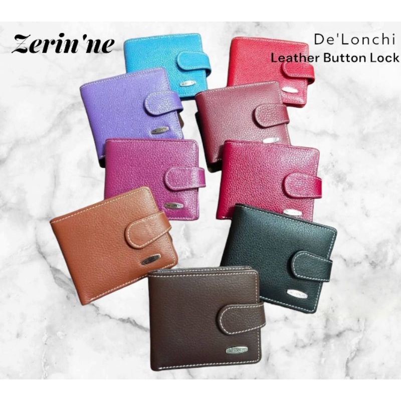 กระเป๋าสตางค์หนังวัวแท้ De'Lonchi Leather Button Lock มีกระดุมล็อค ขนาด ...