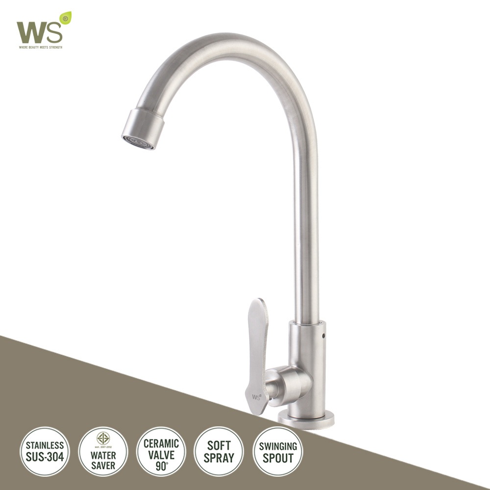 WS ก๊อกน้ำอ่างซิงค์ ก๊อกอ่างล้างจานสแตนเลส304 WS-2231J | Shopee Thailand
