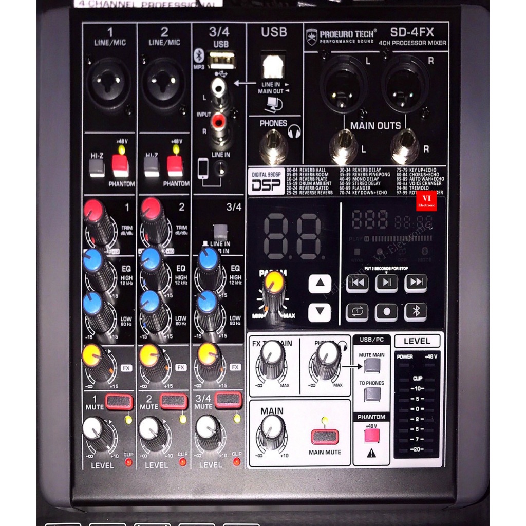 PROEUROTECH SD-4FX MIXER มิกซ์ มิกเซอร์ MIX เครื่องเสียง เครื่องปรับแต่งเสียง มิกซ์ PRO EUROTECH ...