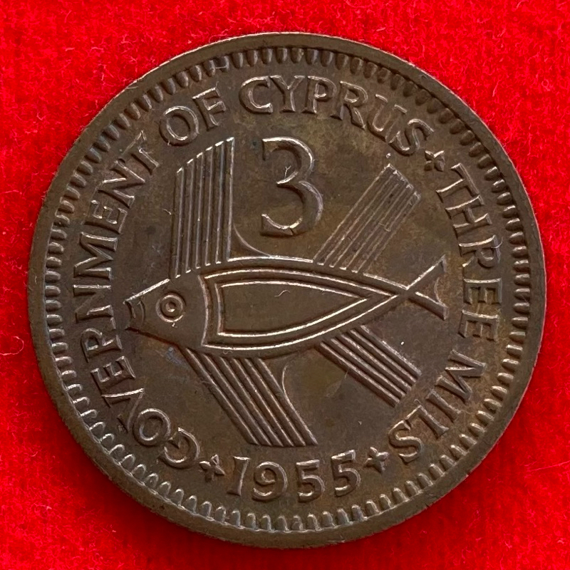 🇨🇾 เหรียญไซปรัส Cyprus 3 mils ปี 1955 เหรียญต่างประเทศ | Shopee Thailand