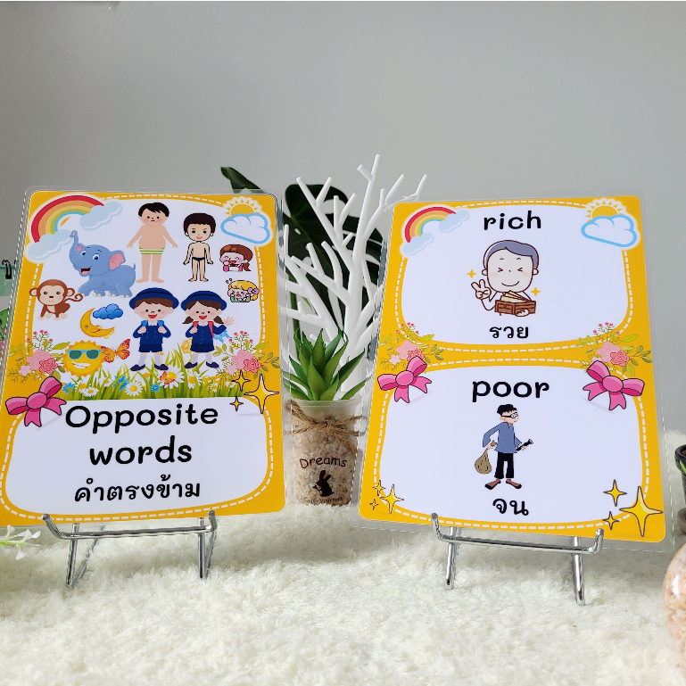 บัตรภาพคำศัพท์ แฟลชการ์ด บัตรคำ English Flash Cards "Opposite Word ...