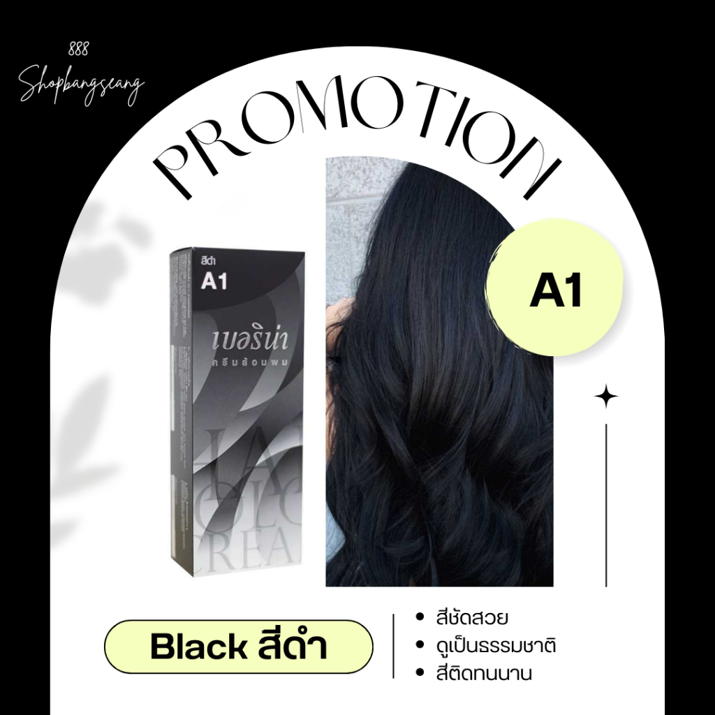 Berina black color A1 เบอริน่า ยาย้อมผม A1สีดำ | Shopee Thailand