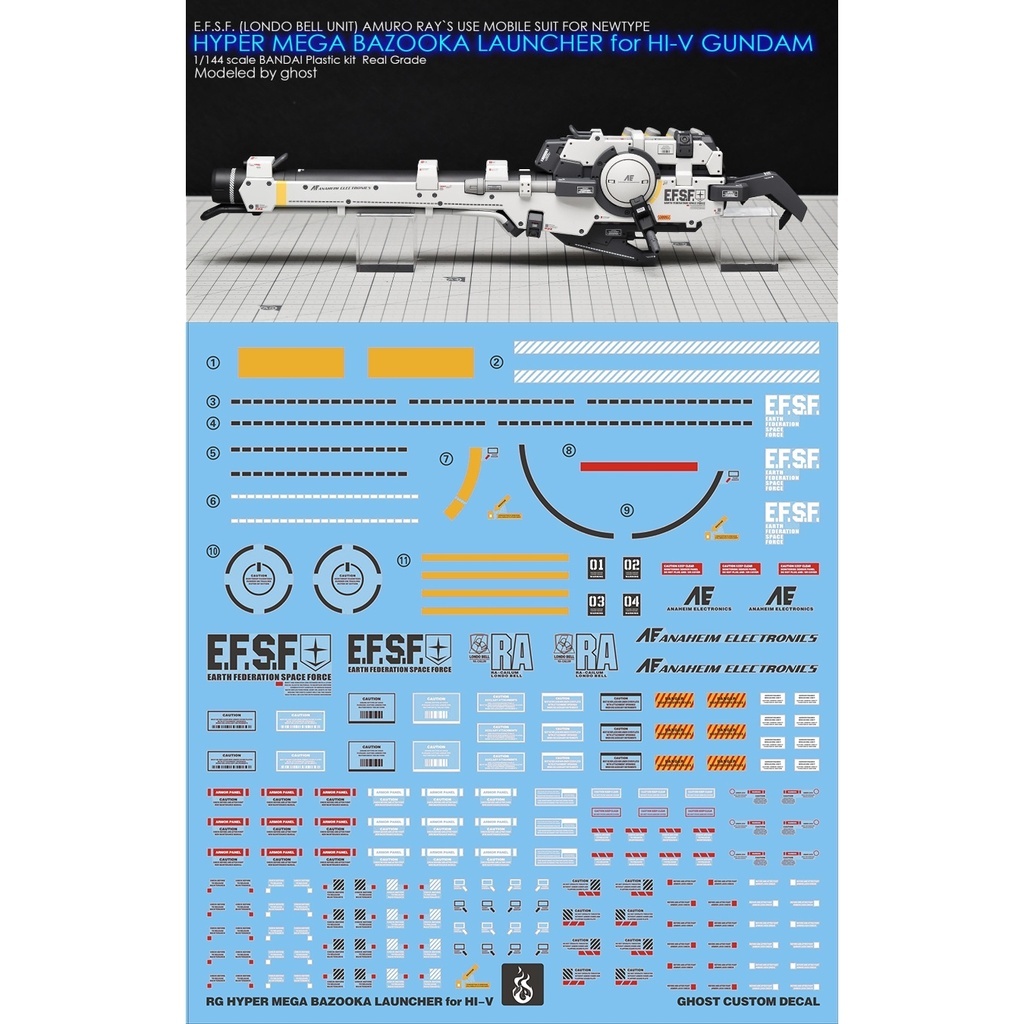 ดีคอลน้ำ Ghost Decal RG Hyper Mega Bazooka Launcher For Hi-v | Shopee ...