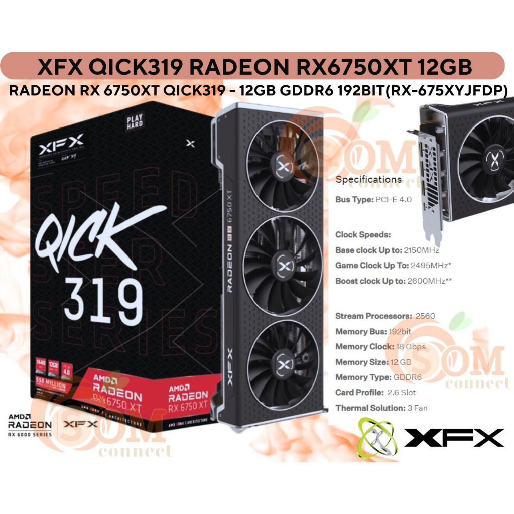 VGA (การ์ดแสดงผล) XFX RADEON RX 6750XT QICK319 - 12GB GDDR6 192-Bit (RX-675XYJFDP) VGA-XFX ...