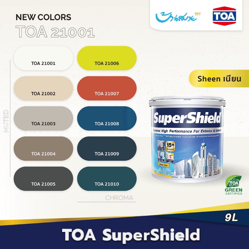 TOA 21001 Supershield เนียน (Spectacular White) ขนาด 9 ลิตร กลบมิด ปิด ...