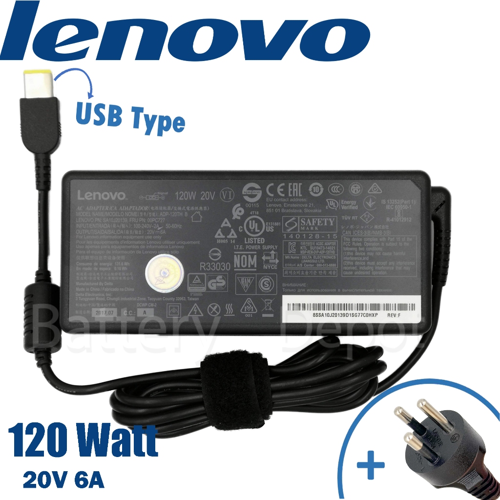 Lenovo Adapter ของแท้ 20V/6A 120W หัว USB สายชาร์จ Lenovo IdeaCentre ...