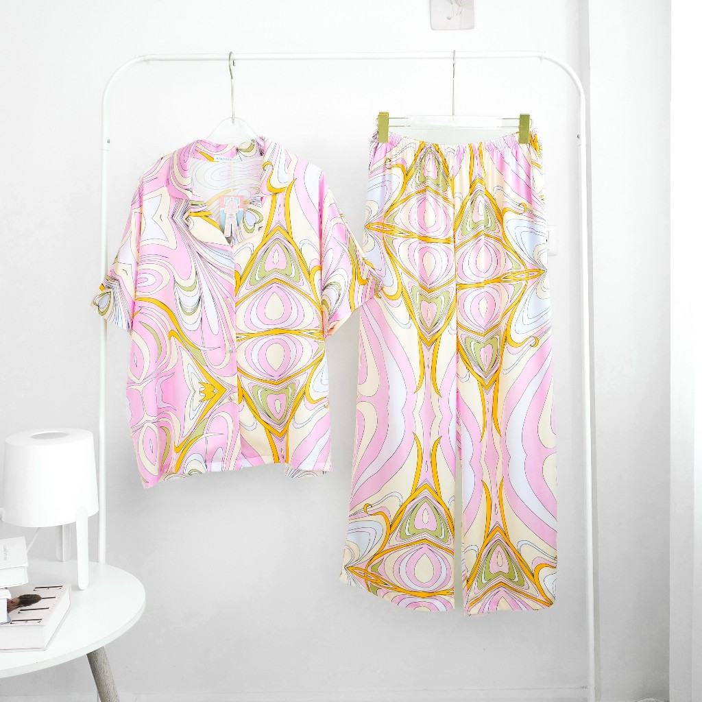 ชุดนอน Muslin pajamas Silk Satin รุ่น Butter Lilac (N3071 L3071 T3071 ...