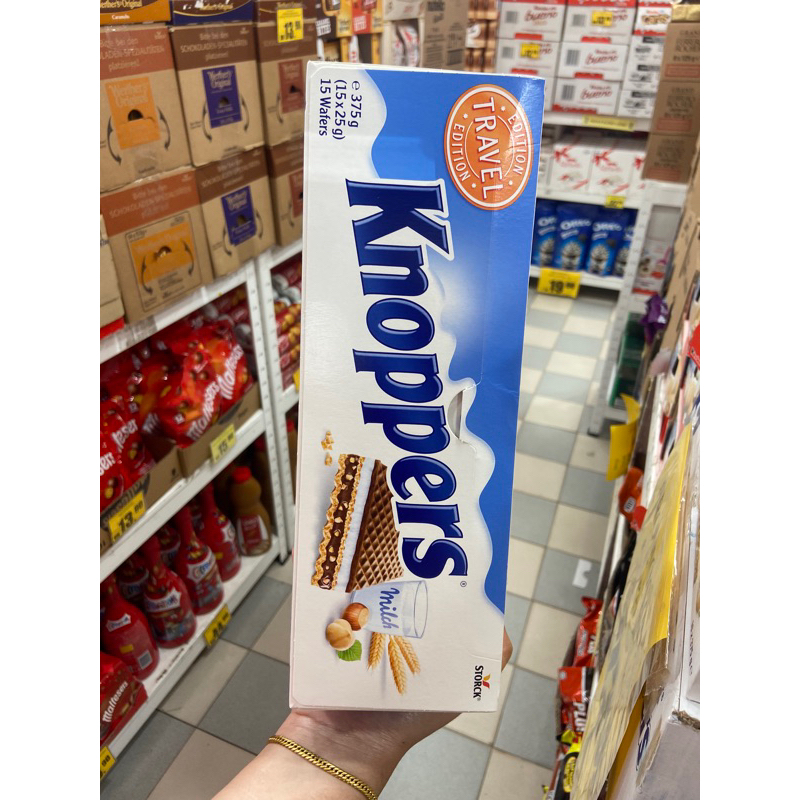 knopper ขนมเวเฟอร์ เครือบช๊อคโกแลต สอดไส้นม ช๊อคโกแลตและhazelnut ...