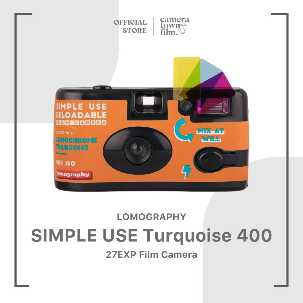 กล้องฟิล์มใช้แล้วทิ้ง LOMOGRAPHY SIMPLEUSE TURQUOISE 400 27EXP FILM CAMERA | Shopee Thailand