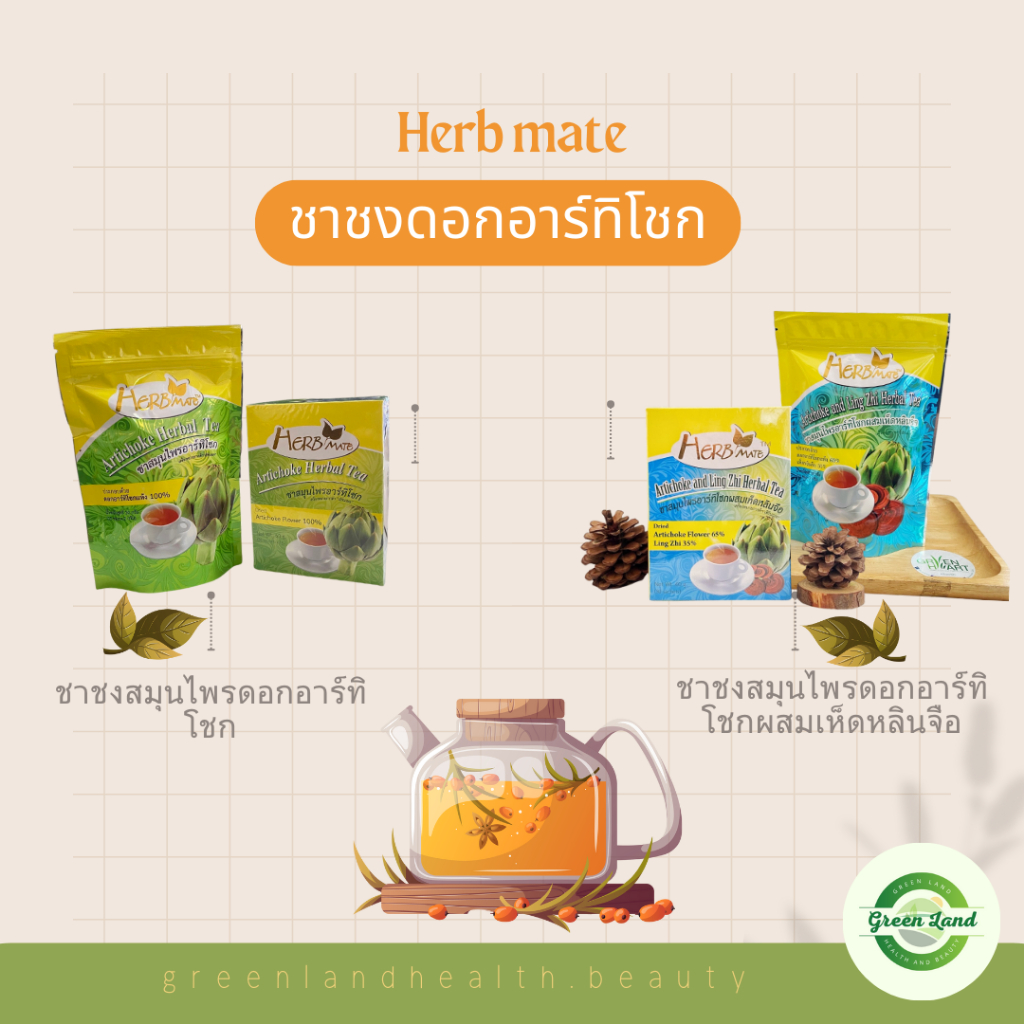 ชาชงสมุนไพรดอกอาร์ทิโชกช่วยกระตุ้นการทำงานของตับ ตรา Herb mate | Shopee Thailand