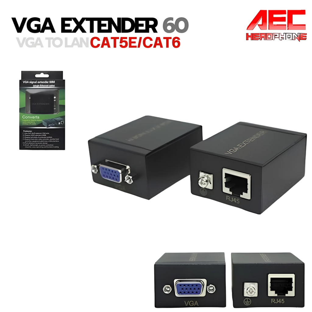 VGA TO LAN 60m VGA Extender 60 เมตร CAT5e และ CAT6 | Shopee Thailand