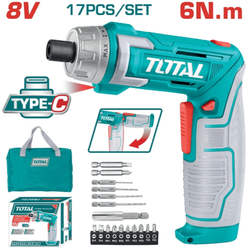 TOTAL ไขควงแบตเตอรี่ไร้สาย8V. #TSDLI0802 | Shopee Thailand