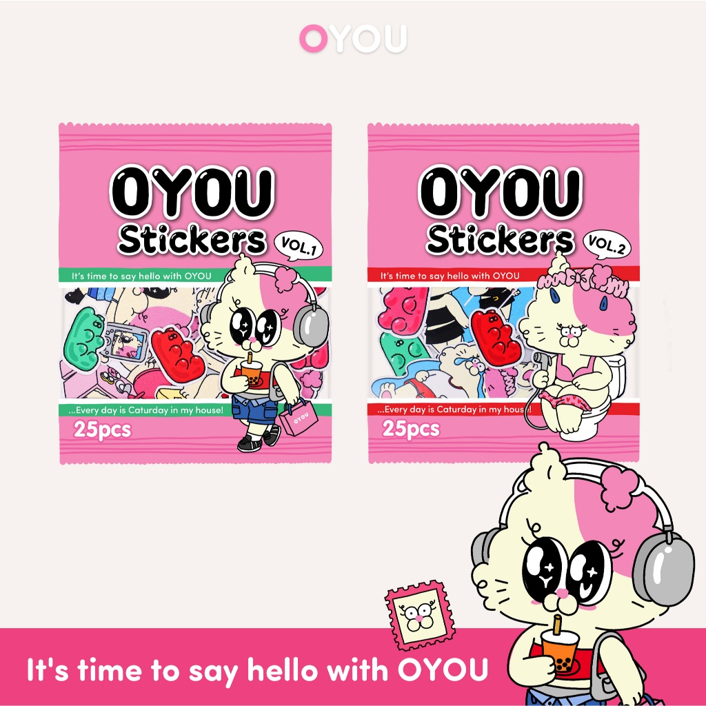 OYOU Sticker สติ๊กเกอร์ Vol.1,2 (25 pcs/pack) | Shopee Thailand
