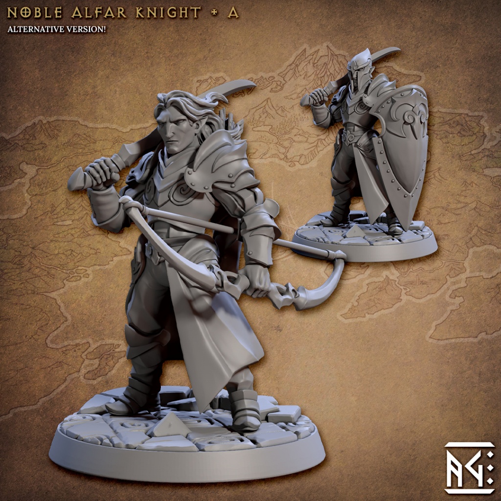 Noble Alfar Knight A - Noble Alfar - Humanoid Elf / 32mm scale 3D ...