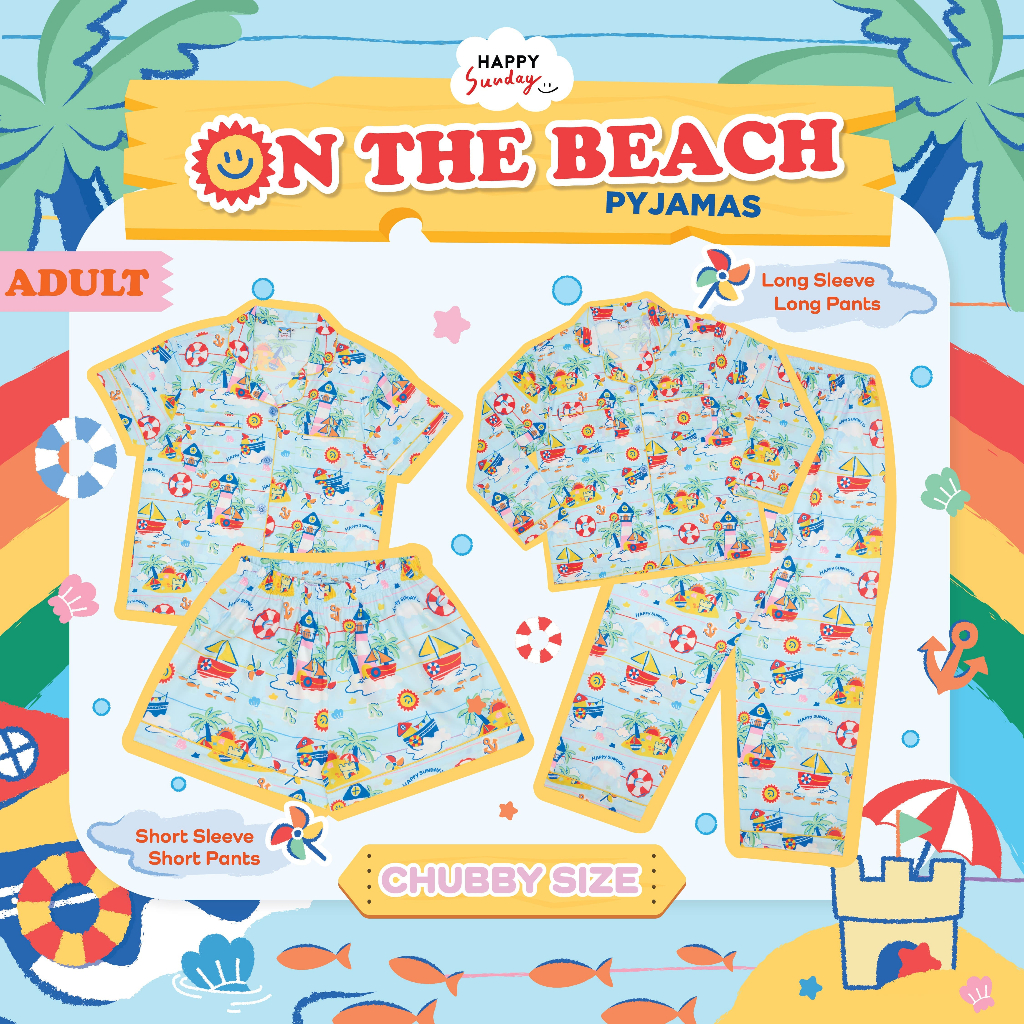 [CHUBBY SIZE] ON THE BEACH PYJAMAS | ชุดนอนลายซัมเมอร์สีฟ้า | Shopee ...