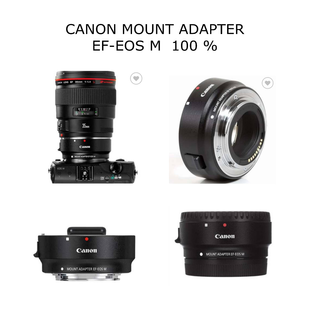 Adapter EF-EOS M Canon Mount Adapter มือสอง EF-EOS Mใช้กับกล้อง EOS M,M2,M3,M5,M6,M10,M50,M100 ...