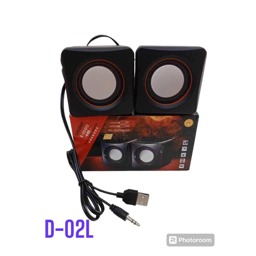 ลำโพงคอมและมือถือ D-02L เป็นลำโพงคู่ มีวอลุ่มที่ตัว สายยาว 40 cm เป็นแจ็ค 3.5mm และสาย USB เป็น ...
