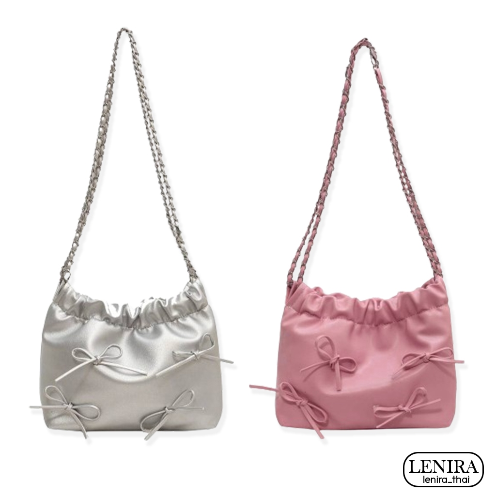 Lenira(B2020) กระเป๋าสะพายไหล่มีโบว์ตกแต่ง มี5สี | Shopee Thailand
