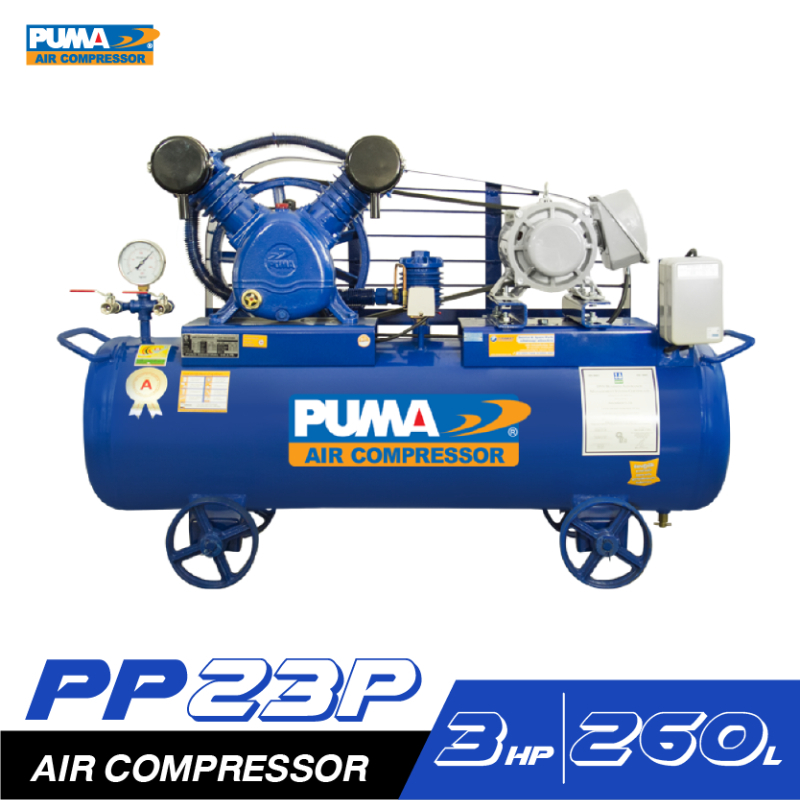 PUMA PP23P-PPM220V ปั๊มลมสายพาน 3HP 220V ถัง 260 ลิตร | Shopee Thailand