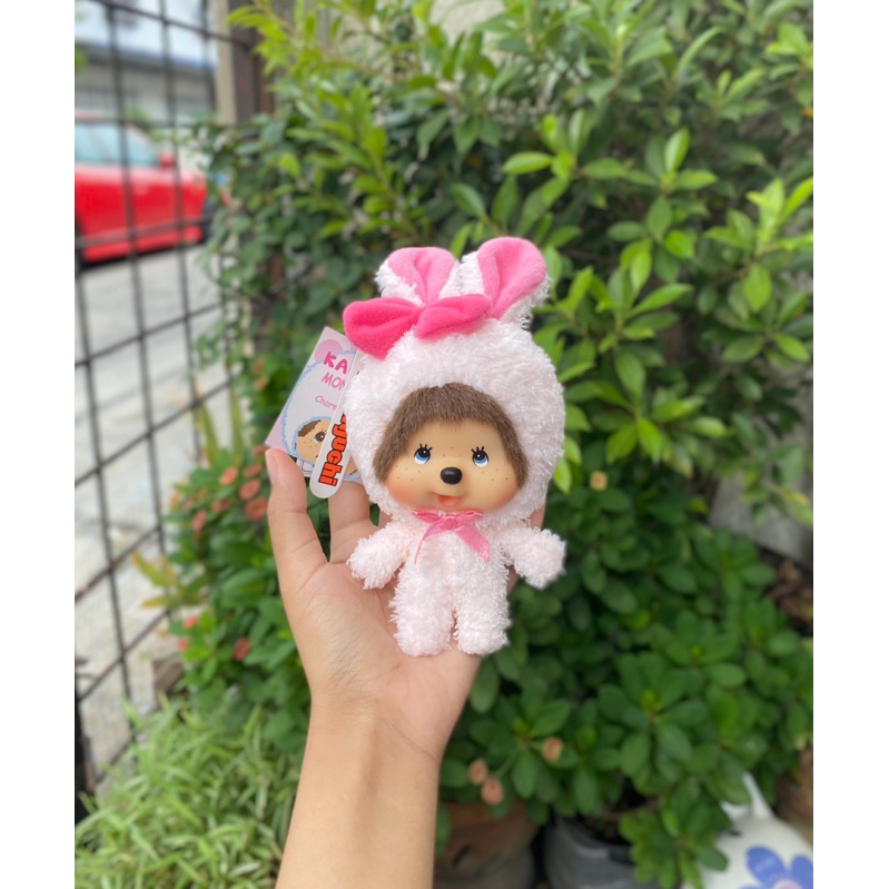 Pink Bunny Monchichi doll plush charm พวงกุญแจตุ๊กตาม่อนชิชิกระต่ายชมพู ...