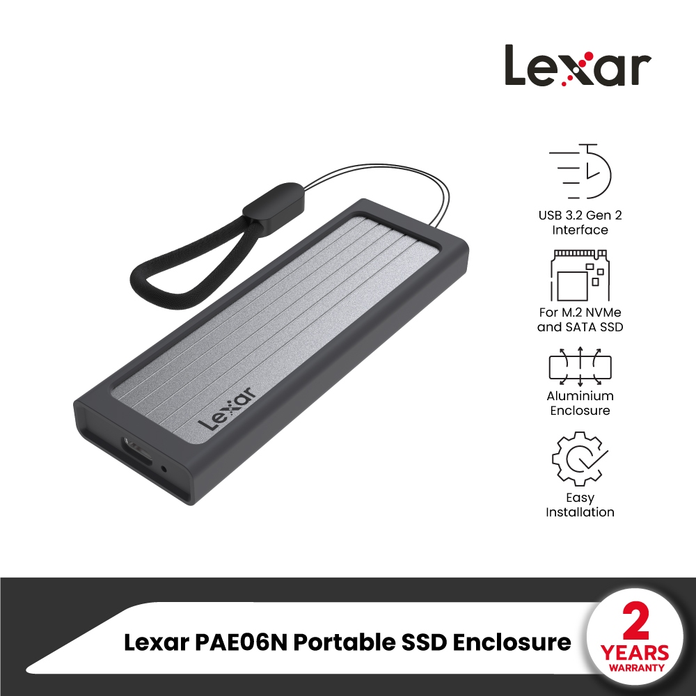 Lexar PAE06N Portable SSD Enclosure High-speed USB 3.2 Gen 2 interface ...