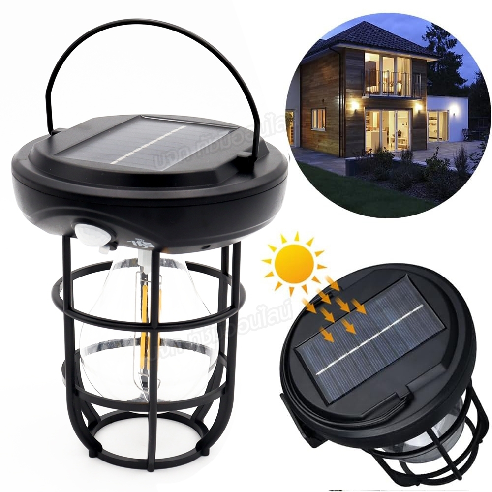 ตะเกียงแคมป์ปิ้งโซล่าเซลล์ CL-T66 / CL-T88 โคมไฟวินเทจ LED เปิด-ปิดไฟ ...