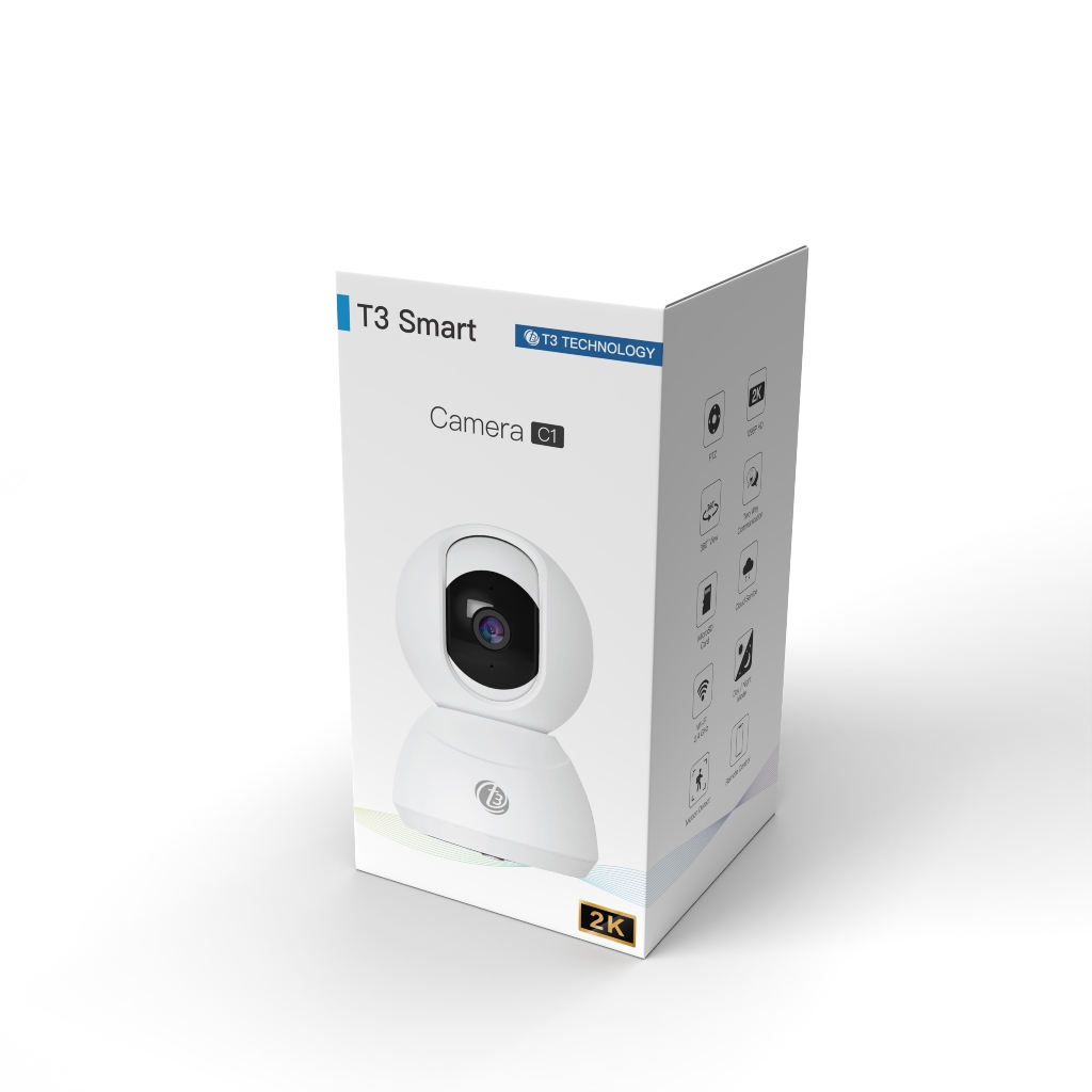 T3 Smart Camera C1 กล้องวงจรปิดอัจฉริยะ IP Camera หมุน 360° Full HD 2K ...