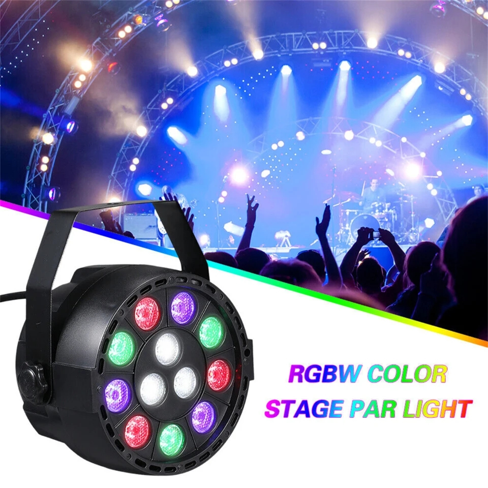 ไฟพาร์ 12LED RGBW15W ⚡ไฟดิสโก้⚡ไฟเทค⚡ไฟปาร์ตี้⚡กระพริบตามเพลง LED12 RGBW ไฟเธค 8 DMX Channels ...